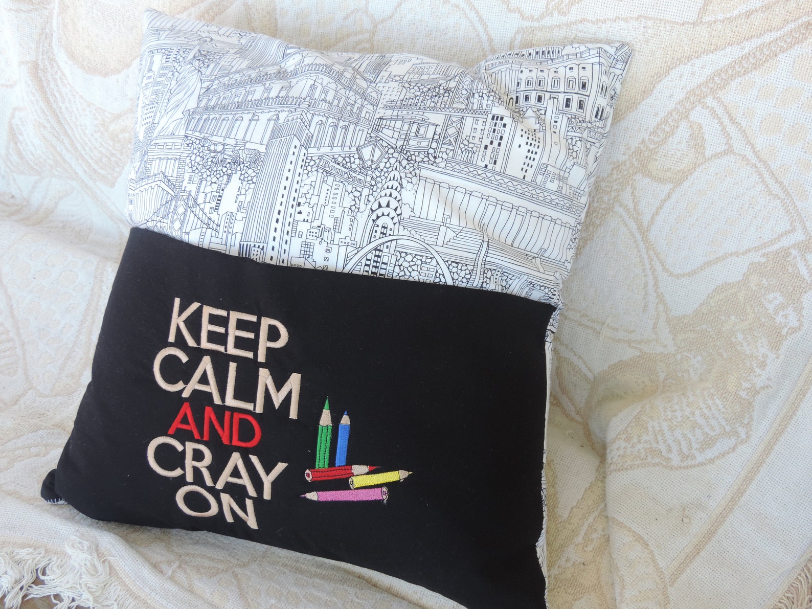 Coloring Pocket Pillow Adult Coloring Pillow Coloring Pocket | Etsy