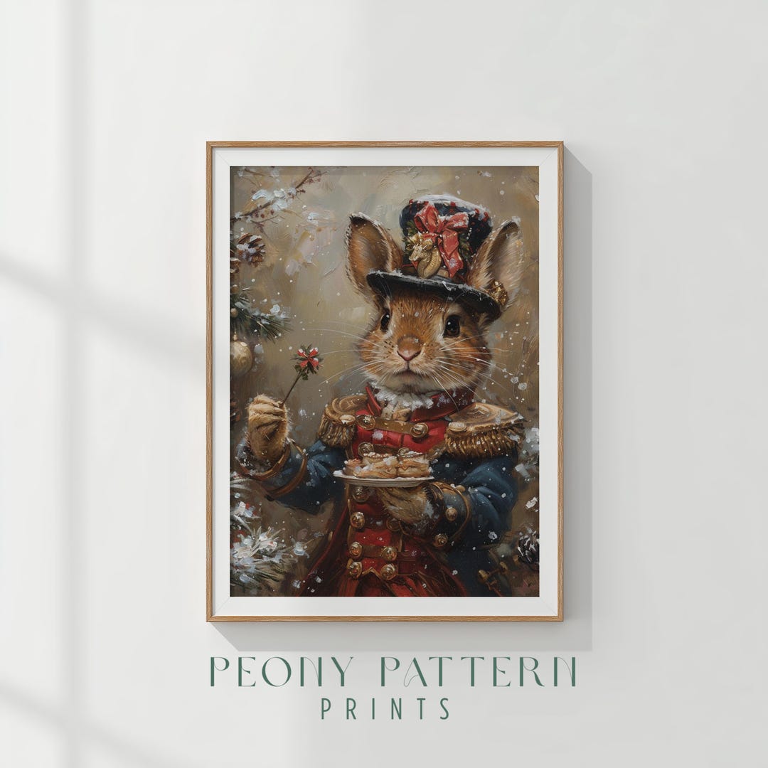 Vintage Nutcracker Oil Painting - Festive Christmas Decor, Rustic ...