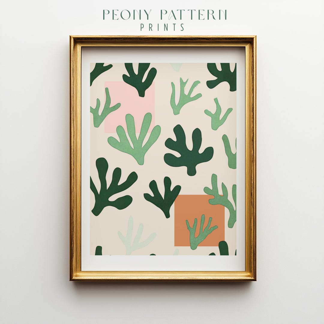 Modern Green Coral Botanical Print - Abstract Nature Wall Art, Stylish ...