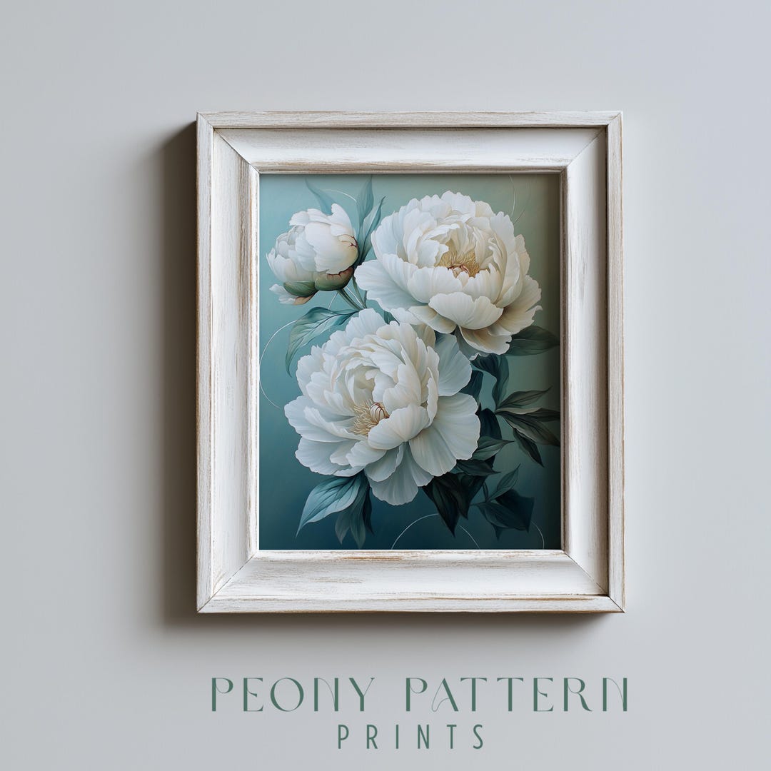 Printable Modern Botanical Peony Art - Elegant Pastel Illustration ...
