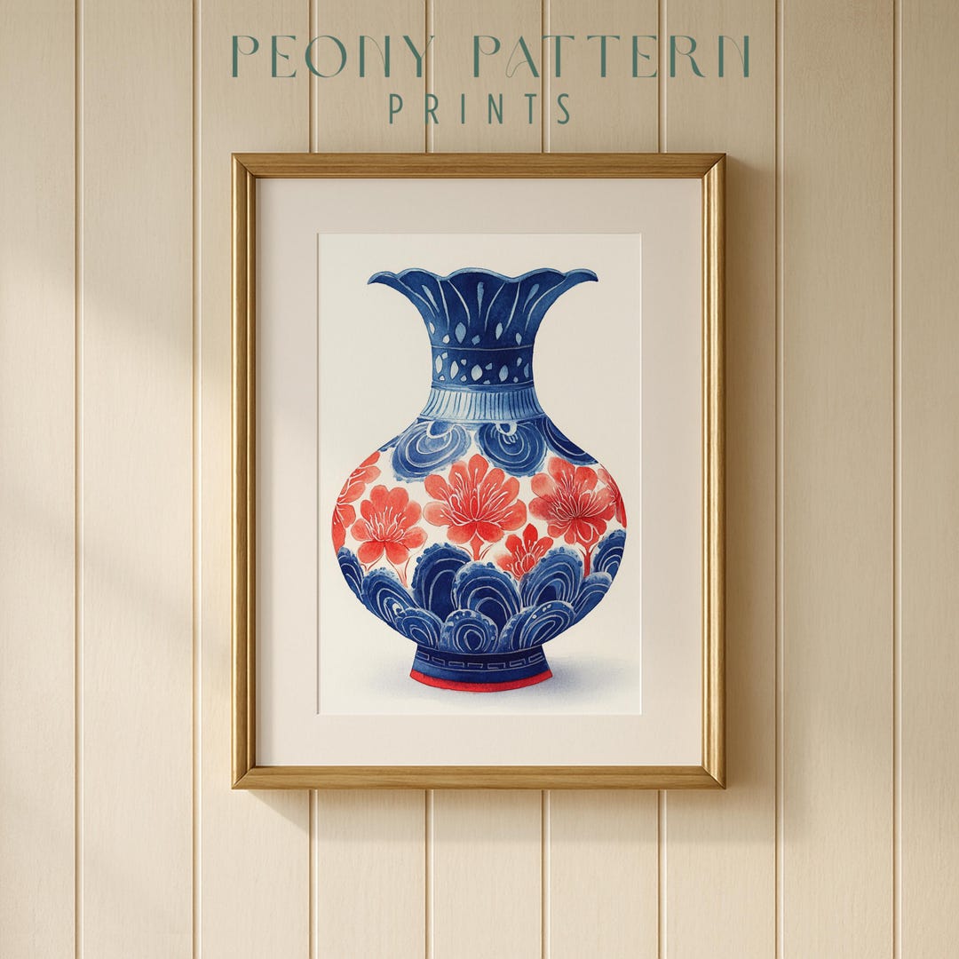 Chinoiserie Gu Vase Art - Vintage Chinese Porcelain Jar Illustration ...