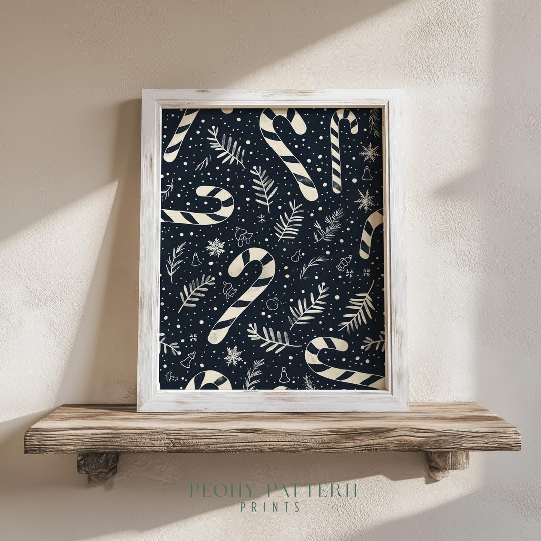 Christmas Candy Cane Pattern Printable - Festive Holiday Wall Art ...