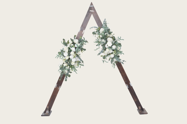 White Green Floral Swags for Triangle Wedding Arch, Artificial Arch ...
