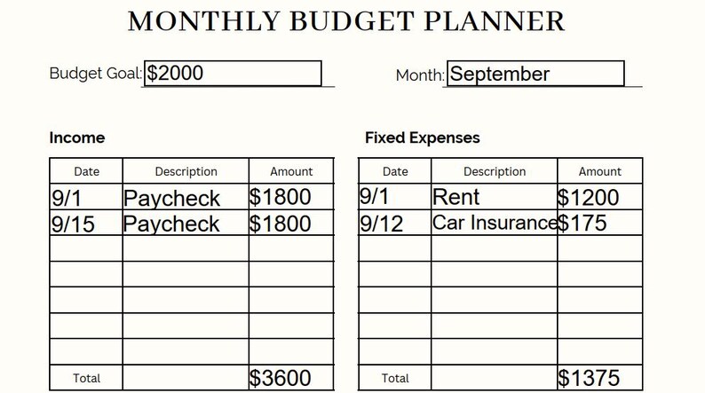 Editable Monthly Budget Planner - Etsy