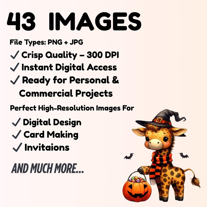 Funny Halloween Animals Clipart Bundle: PNG & JPG, Commercial Use ...