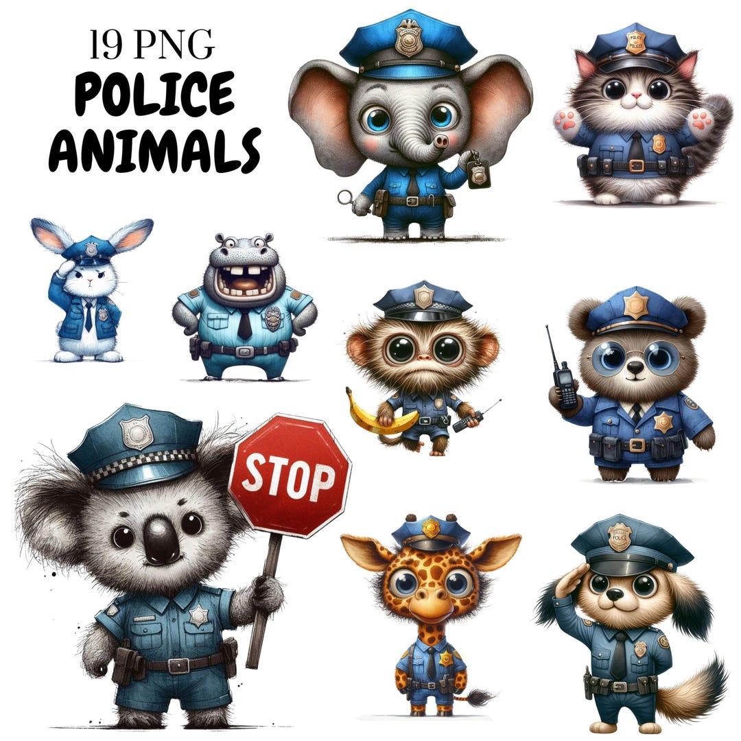 Watercolor Police Animals Clipart Bundle (digital Download) - Etsy