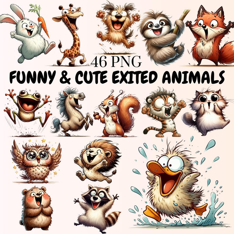 Funny Animals Clip Art - Etsy