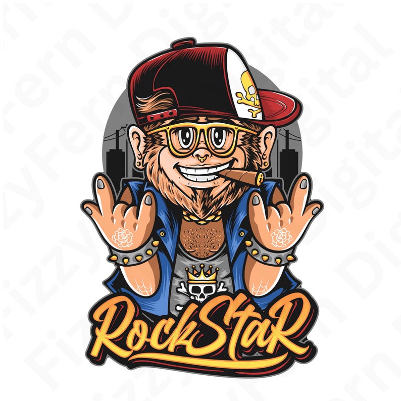 Rockstar PNG Clipart, Watercolor Style Rockstar T-shirt Design Digital ...