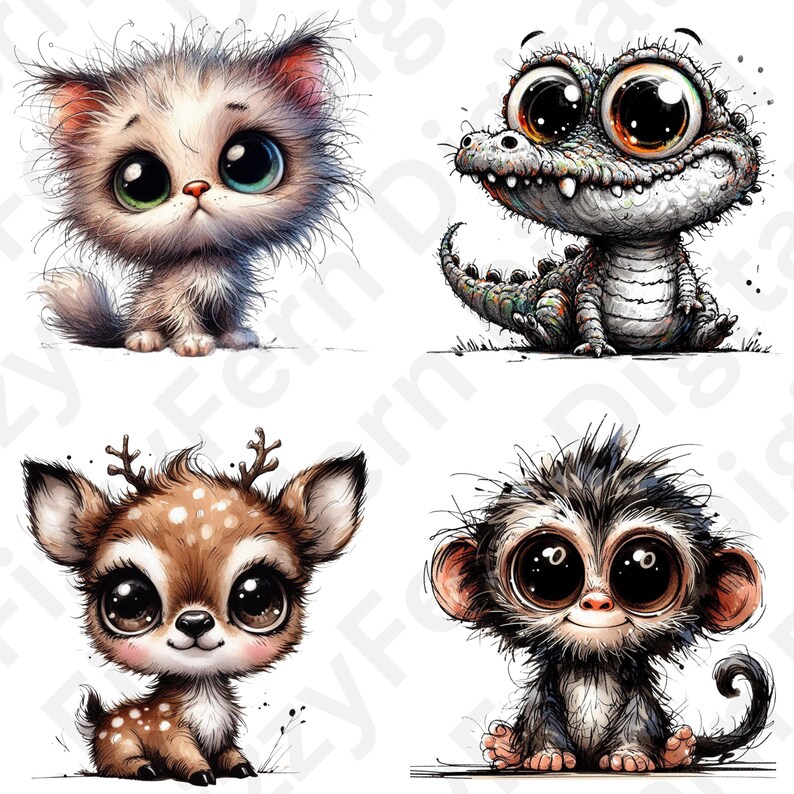 22 Cute Baby Animals Clipart Bundle Watercolor Baby Animal Stickers ...