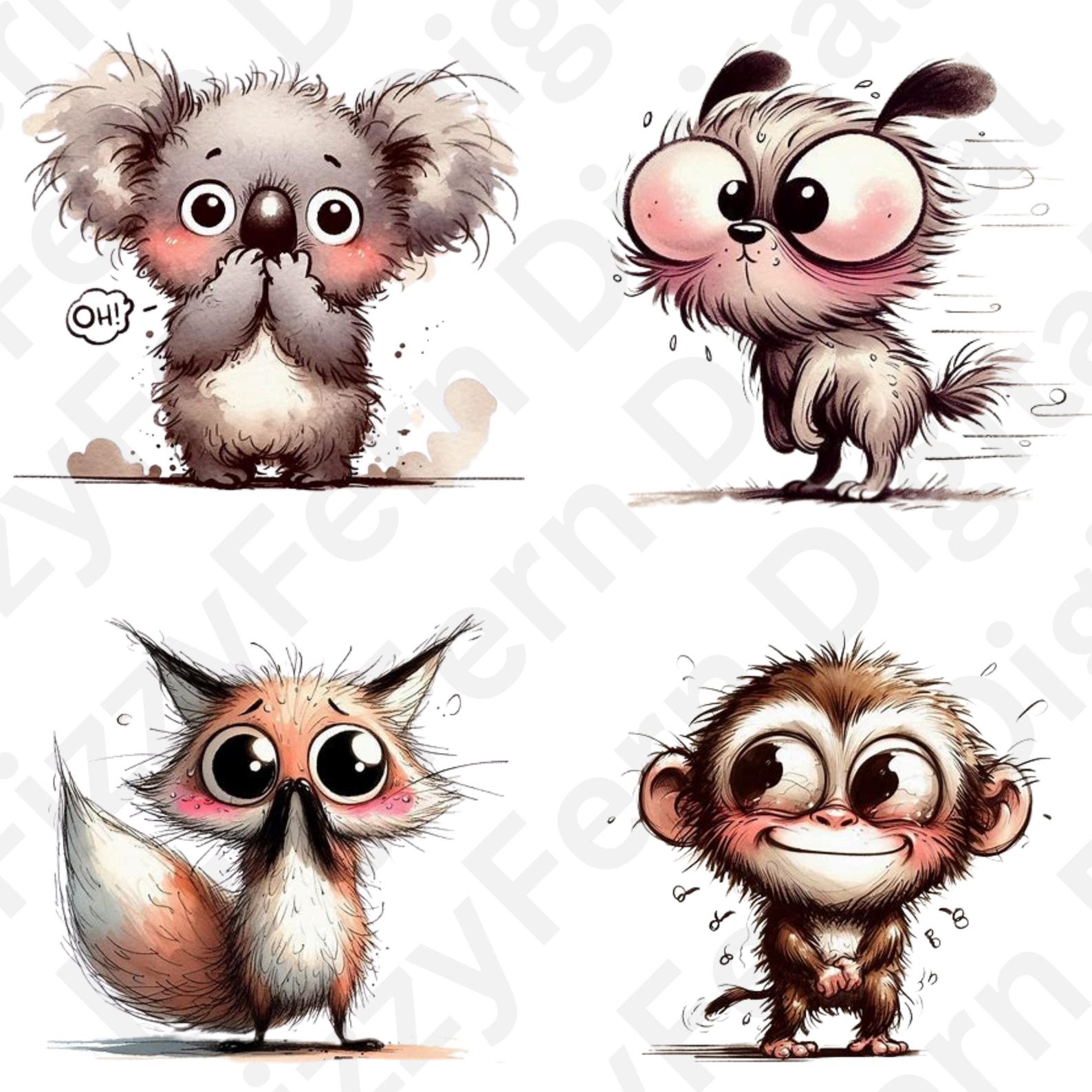 23 Embarrassed Animals Clipart Bundle - Cute Blushing Animals PNG - Shy ...
