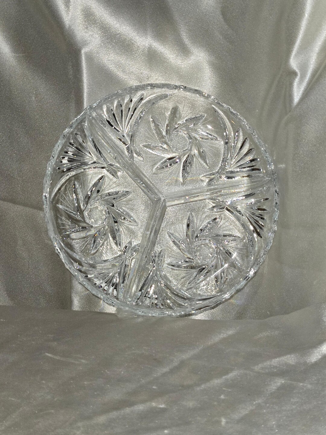 Vintage Cut Crystal 3 Part Relish Tray Pinwheel - Etsy