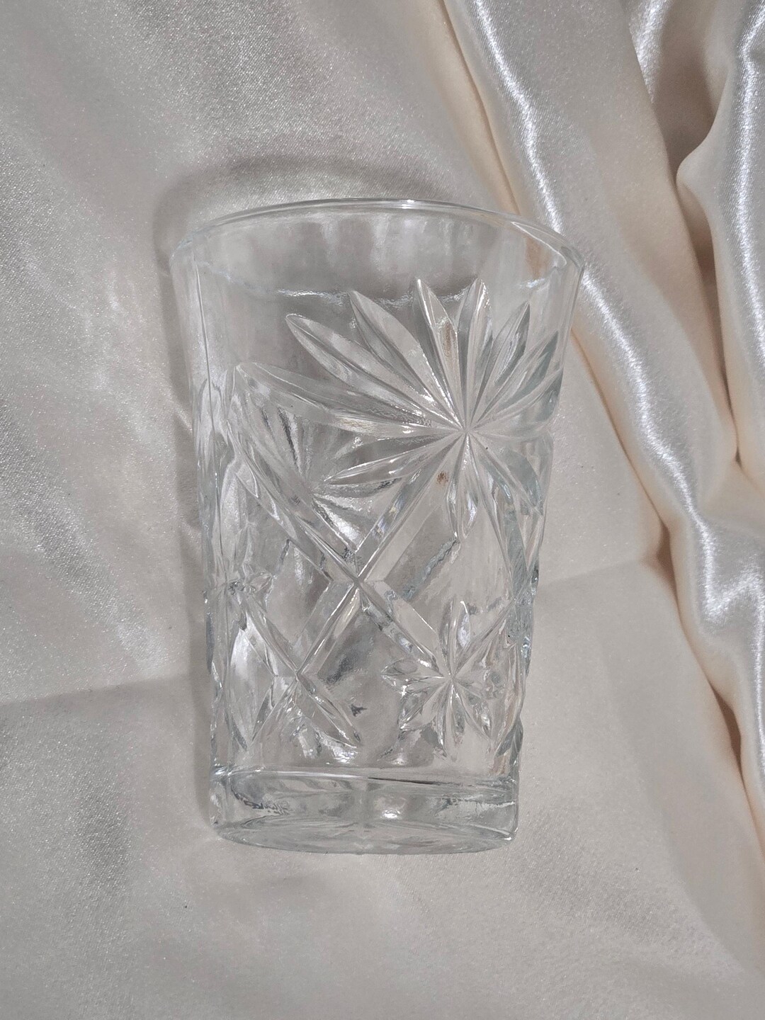 Vintage Starburst Pressed Glass Tumbler – Mid Century Retro Barware ...