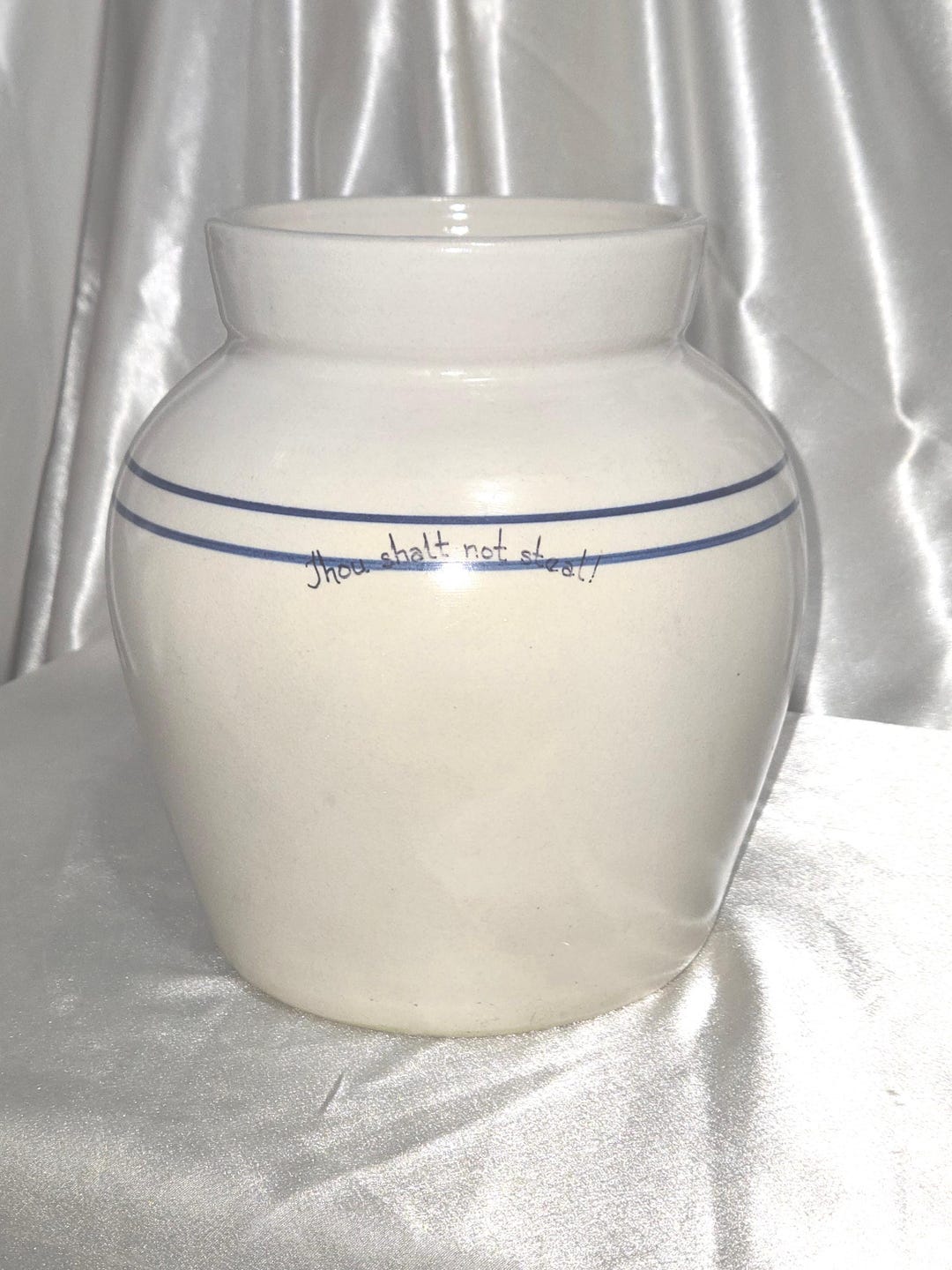 Vintage Casey Pottery Stoneware Crock Thou Shalt Not Steal Primitive ...