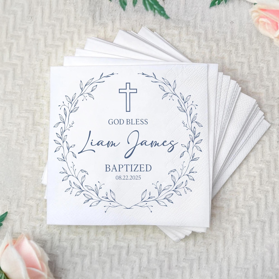 God Bless Custom Baptism Napkins, Personalized Christening Cocktail ...