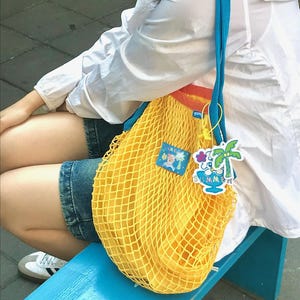 Orange Mesh Tote Bag – Summer Net Bag, Lightweight & Bright, Original ...