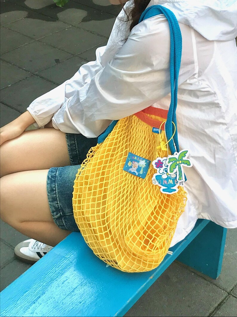 Orange Mesh Tote Bag – Summer Net Bag, Lightweight & Bright, Original ...