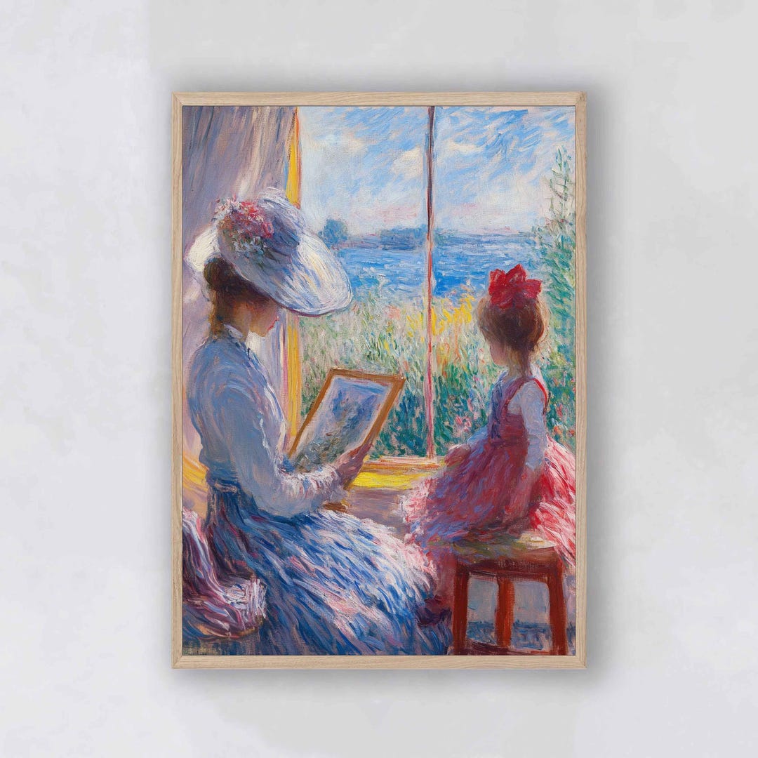 Monet Style Mother and Daughter Print: Coastal Cottage Decor, Vintage ...