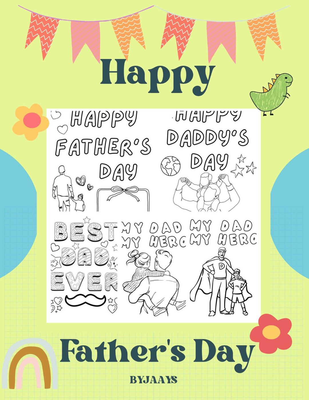 Printable Father’s Day Coloring Pages | My Dad My Hero & Happy Father’s ...