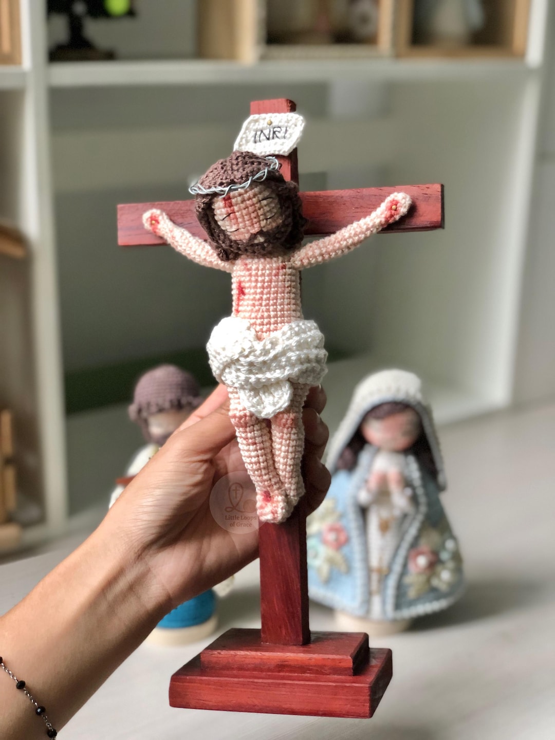 Jesus on Wooden Cross Crochet Doll – Handmade Catholic Passion of ...