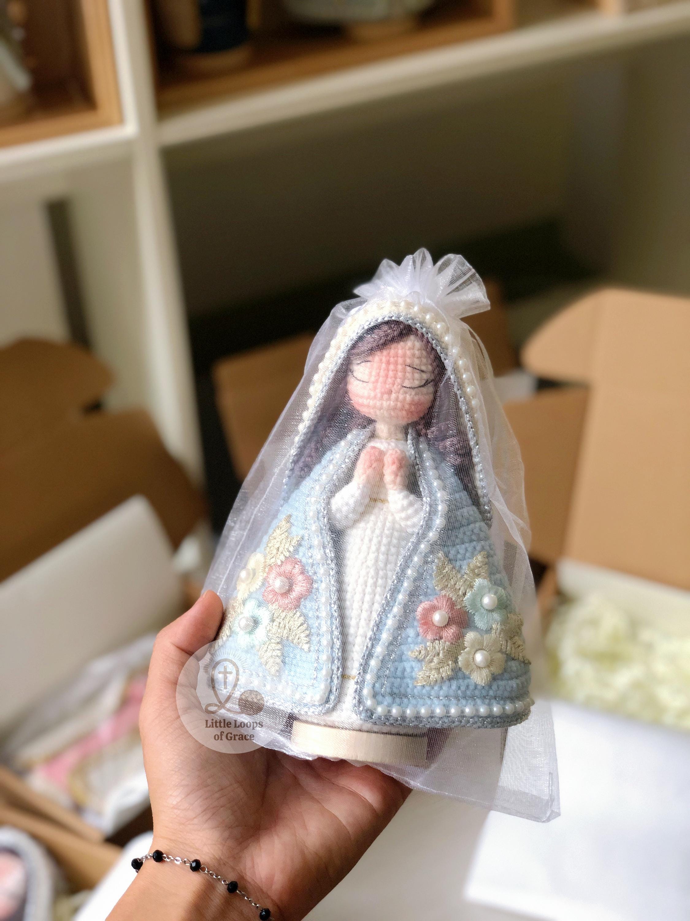 Praying Virgin Mary Crochet Doll – Handmade Catholic Amigurumi, Marian ...