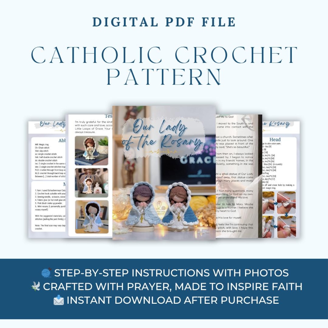 Our Lady of the Rosary Crochet Pattern: Catholic Amigurumi Doll (PDF ...