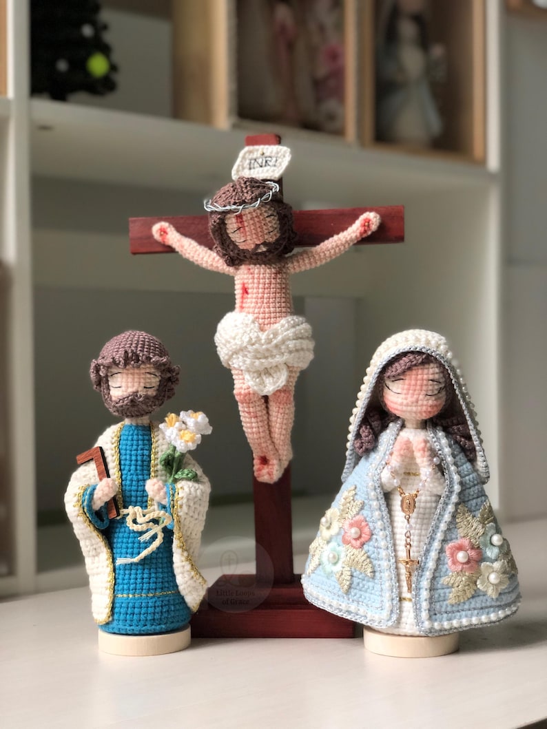 Jesus on Wooden Cross Crochet Doll – Handmade Catholic Passion of ...