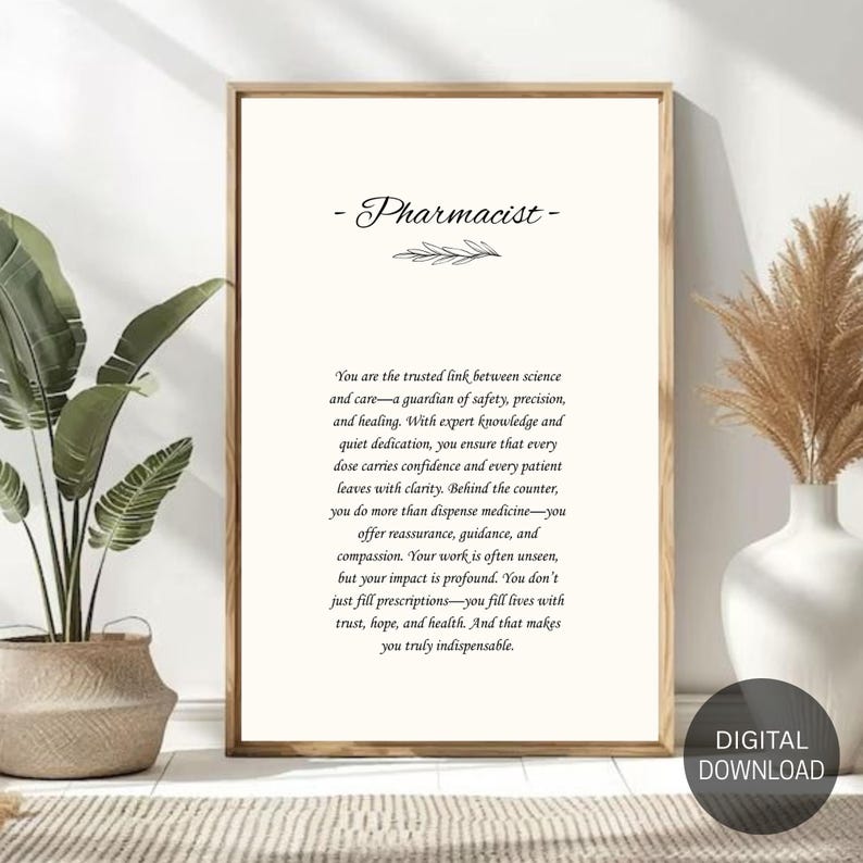 Pharmacist Inspirational Quote Print: Pharmacy Office Decor (digital ...