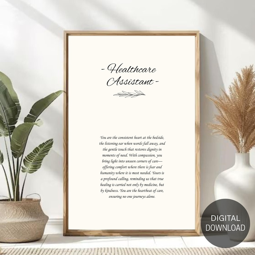 Healthcare Assistant Appreciation Poem Print (digital Download) - Etsy