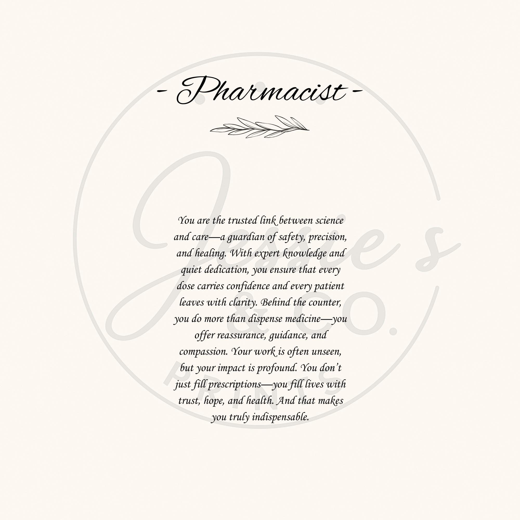 Pharmacist Inspirational Quote Print: Pharmacy Office Decor (digital ...