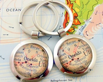 Custom Map Key Ring - Etsy