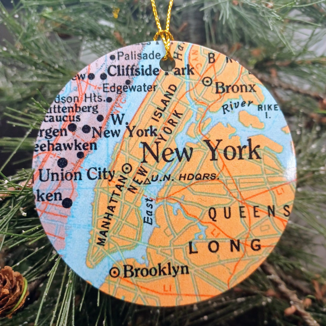 New York City Map Ornament, New York City Gift, New York Christmas, New ...