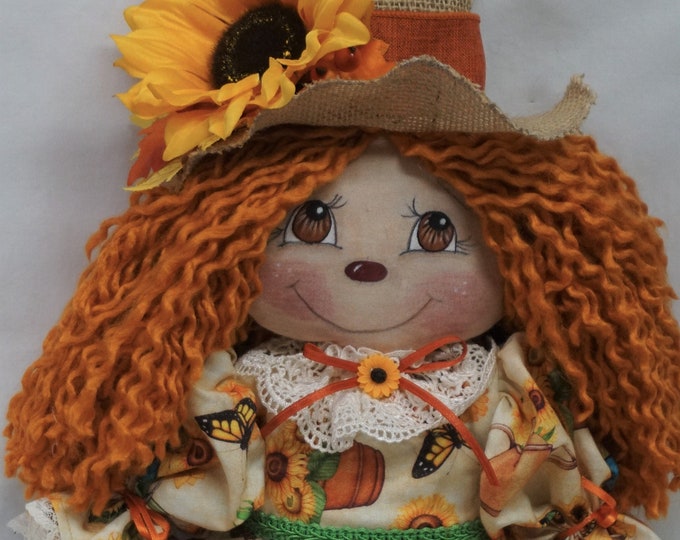Autumn Rag Doll, Handmade Cloth Dolls, Fall Sunflower Doll, Fall Rag ...