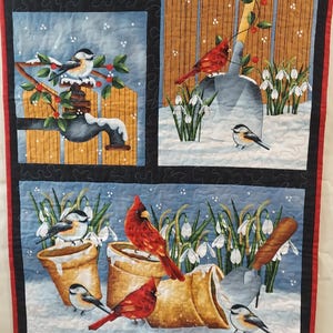 Winter Wall Quilt, Cardinal Fabric Wall Art, Handmade Quilts, Home ...