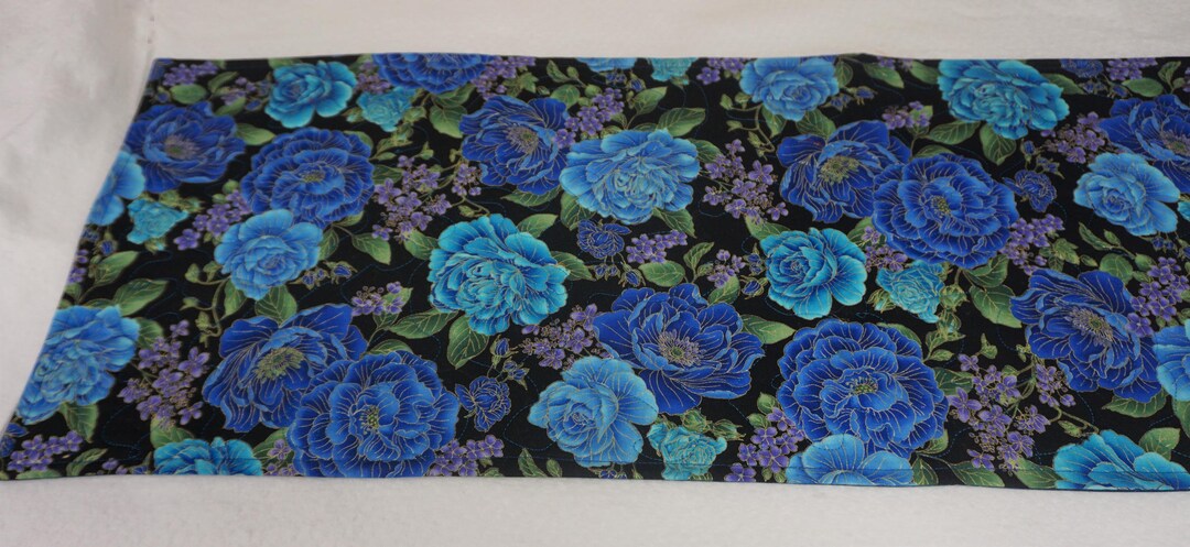 Blue Floral Table Runner, Handmade Table Runner. Home Decor, Quilted ...