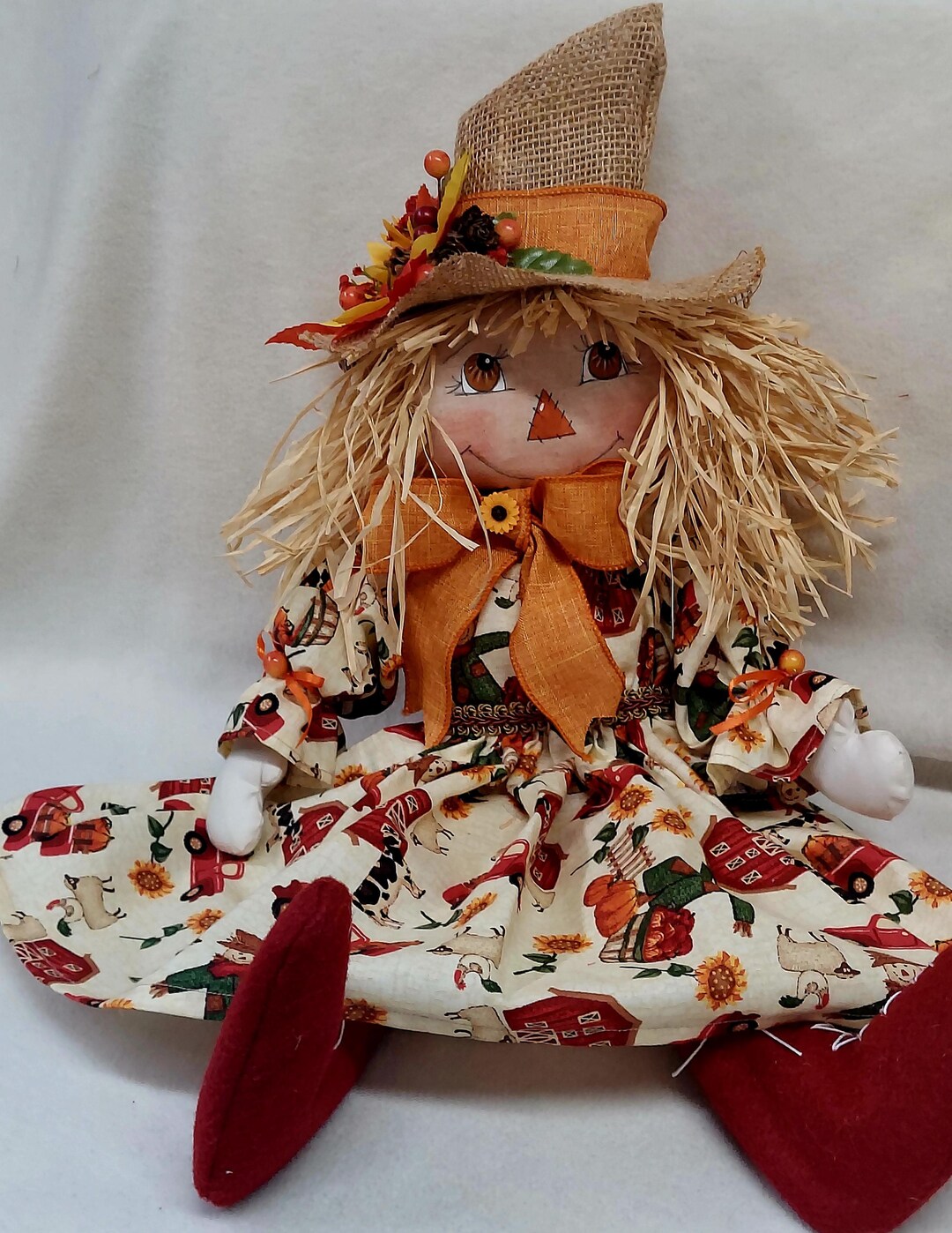 Fall Scarecrow Doll, Girl Whimsical Scarecrow Rag Doll, Collectible ...