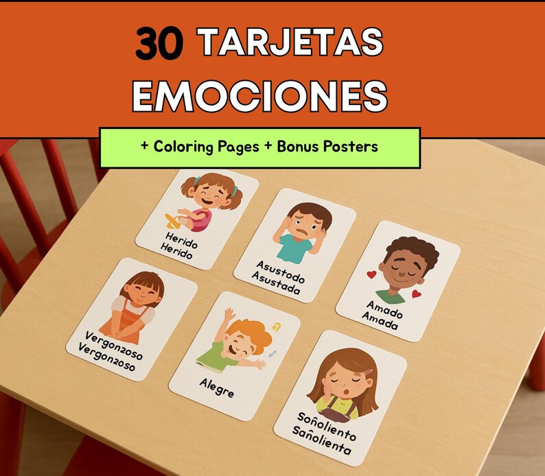Emociones Para Niños Bundle | 40 Páginas Imprimibles | 30 Flashcards ...