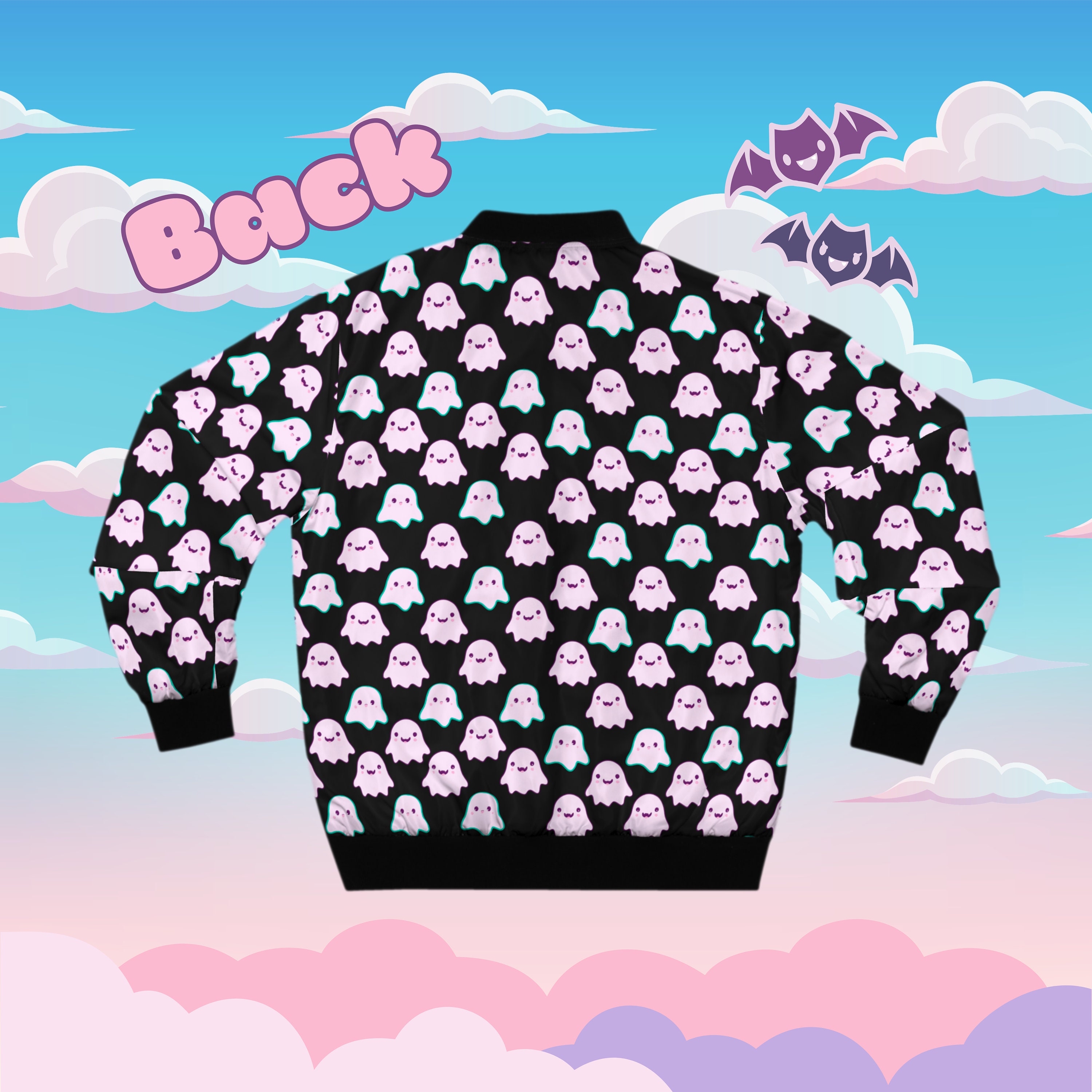 Spooky Boo Bomber Jacket, Kawaii Jacket, Halloween Jacket, Kawaii ...