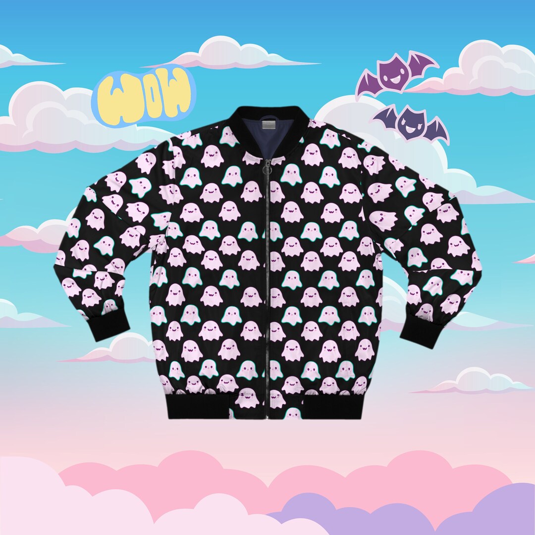 Spooky Boo Bomber Jacket, Kawaii Jacket, Halloween Jacket, Kawaii ...