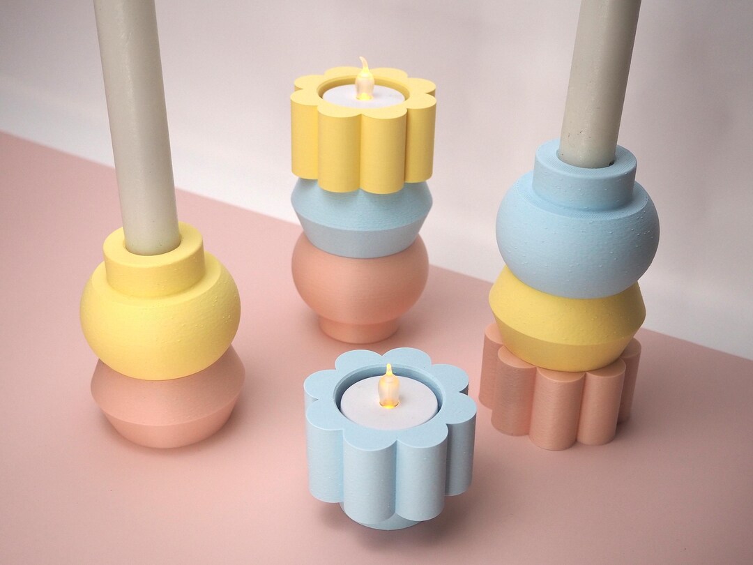 Minimalist Stackable Candle Holder: Scandinavian Home Decor, LED ...