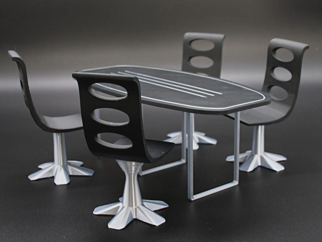 Miniature Conference Table and 4 Chairs for Diorama or Dollhouse | 1/18 ...