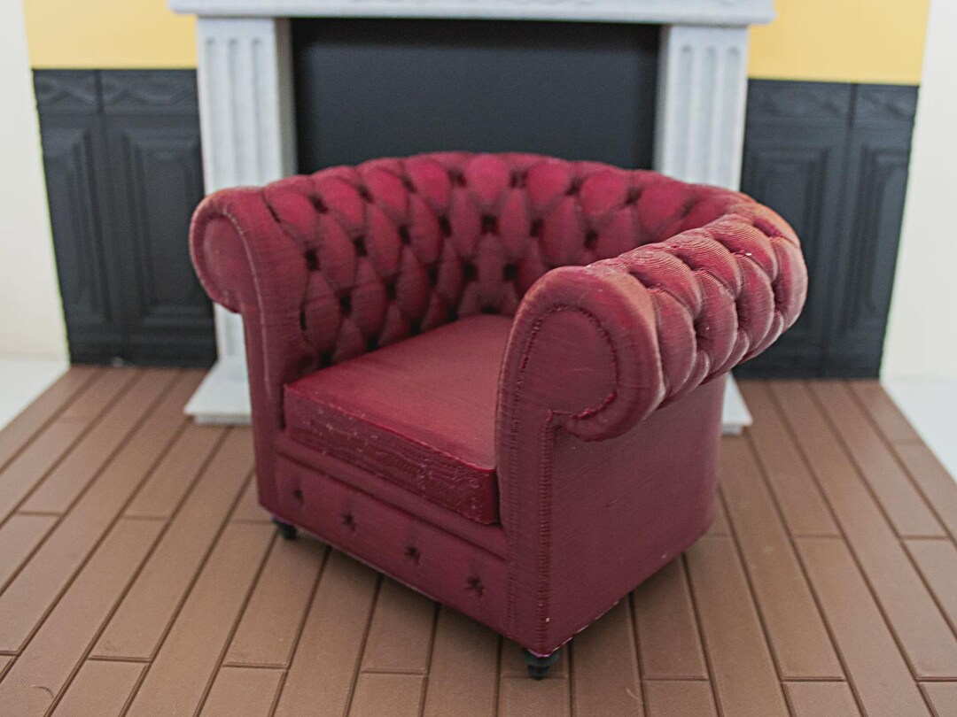 Miniature Chesterfield Chair for Dollhouse or Diorama | 1/18 | 1/12 | 1 ...