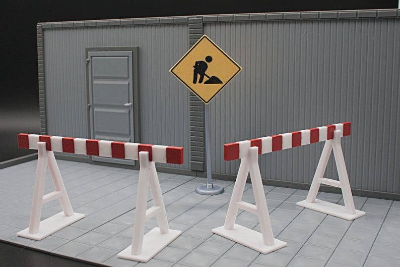 Miniature Road Barricade – Simple Construction Barrier for Diorama or ...