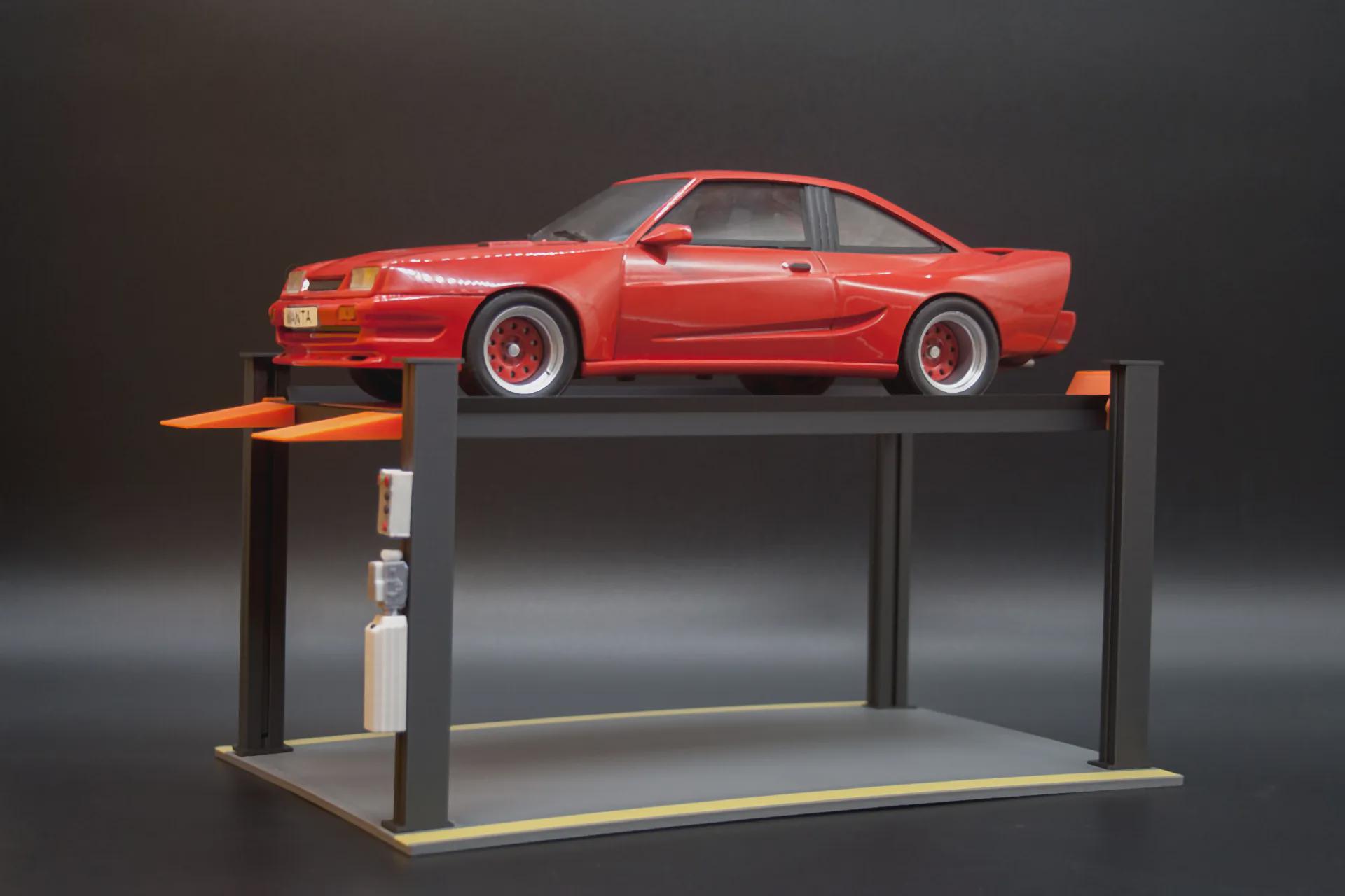 4-post Car Lift 1:18 Scale – Garage Diorama Vehicle Platform, Car Park ...