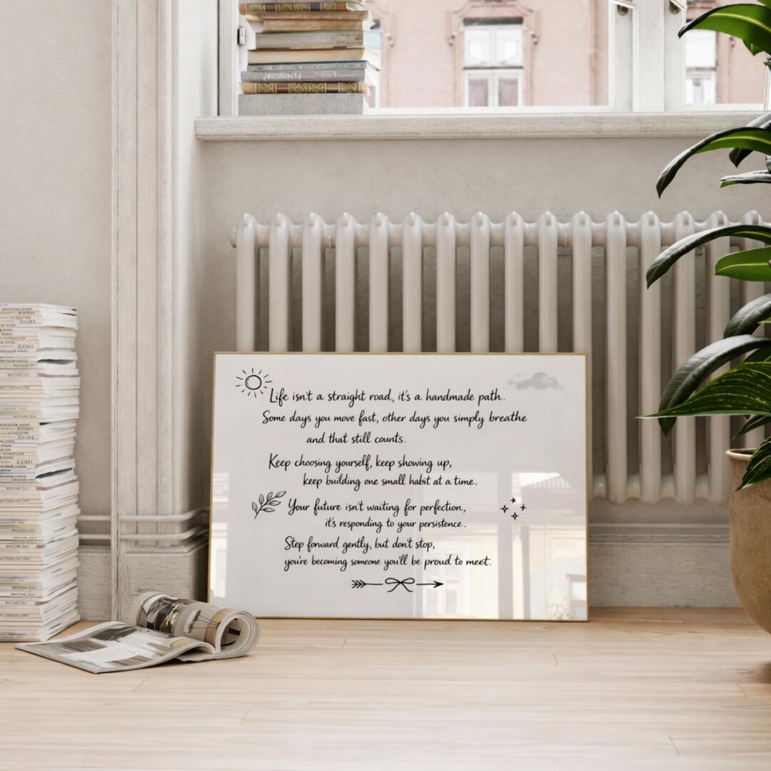 Handwritten Self Care Quote Printable Wall Art, Minimal Black White ...