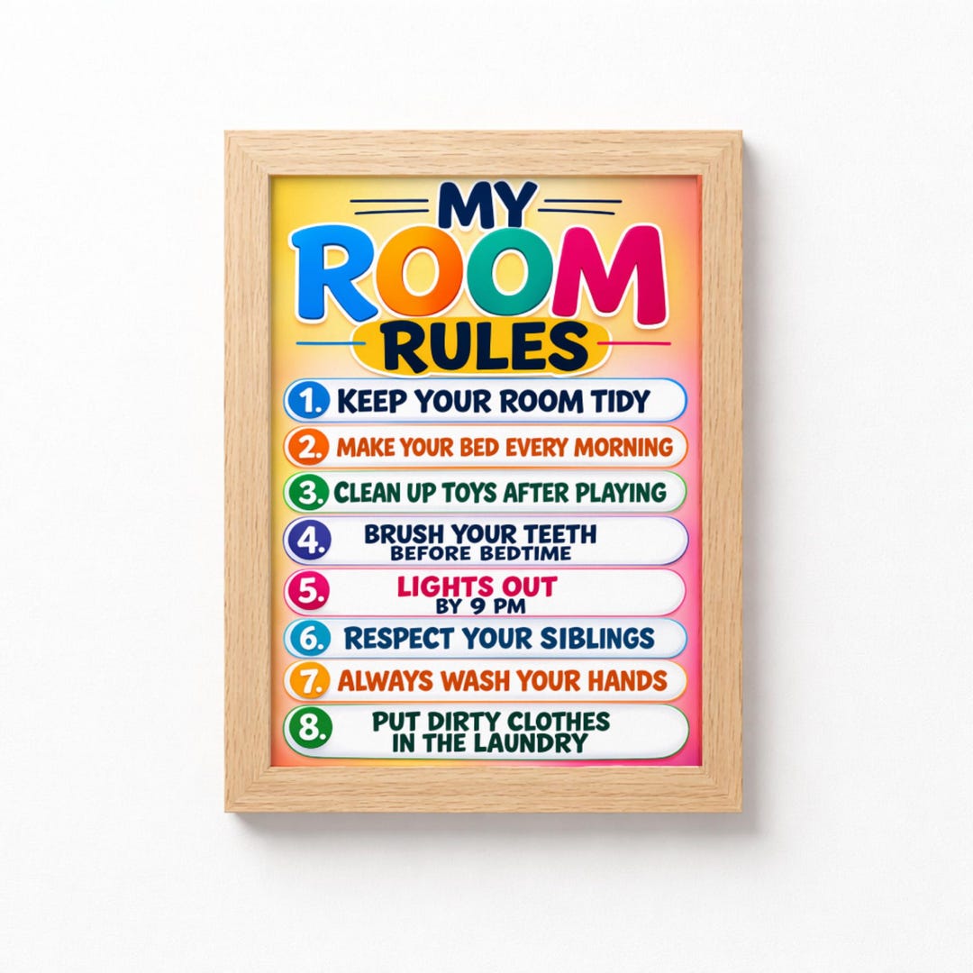My Room Rules Printable Poster for Kids Bedroom Privacy, Teen Decor ...