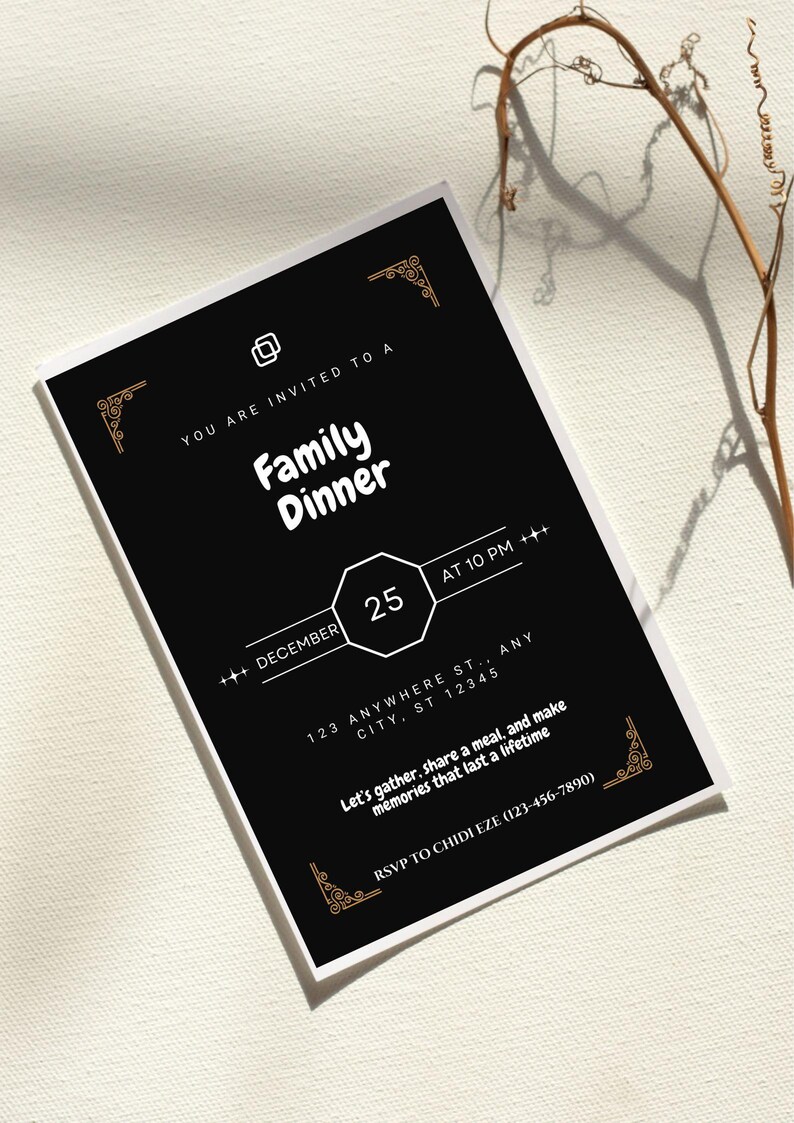Editable Family Dinner Invitation – Modern Reunion Card (PDF) - Etsy
