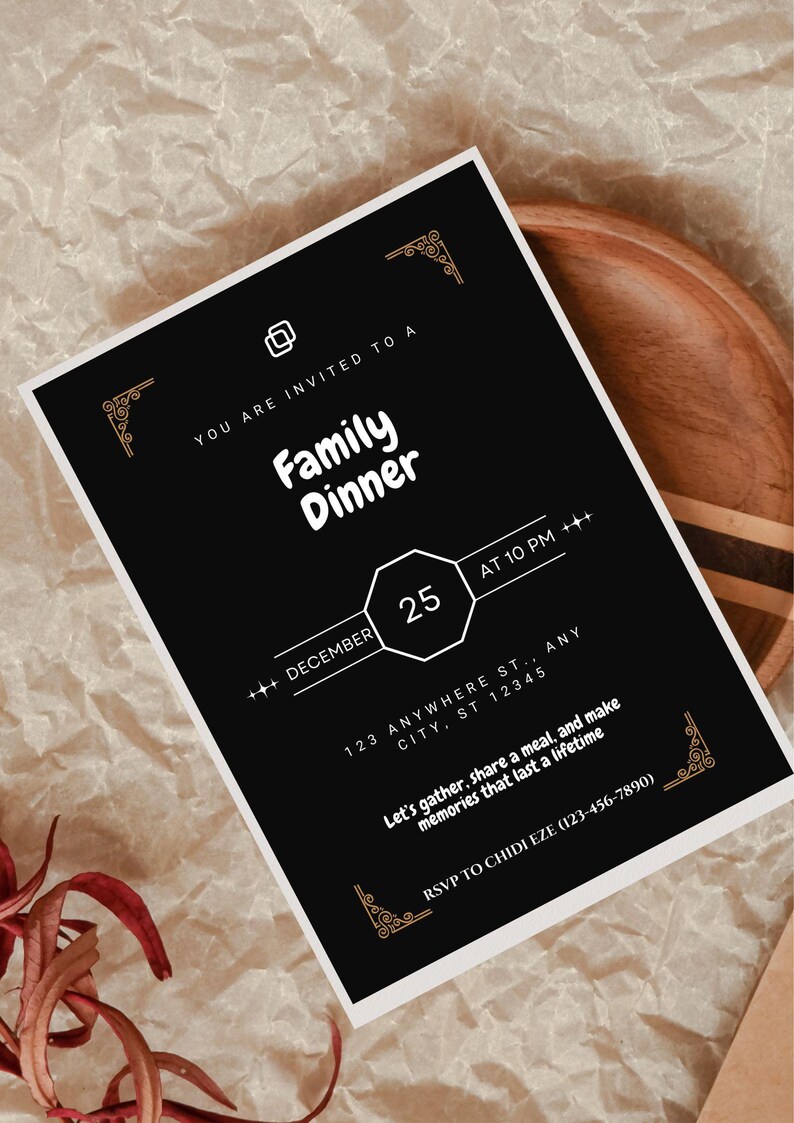 Editable Family Dinner Invitation – Modern Reunion Card (PDF) - Etsy