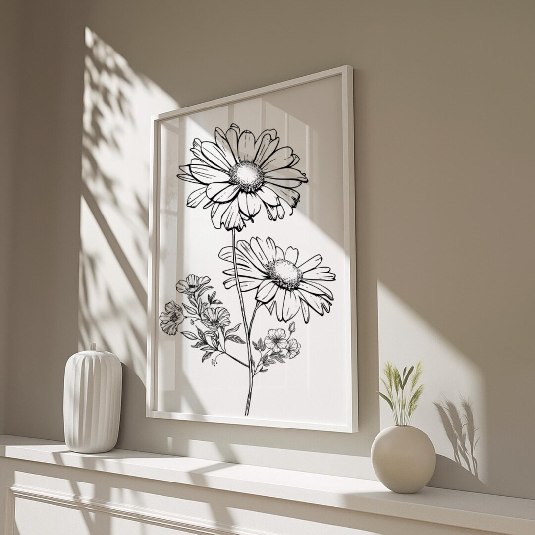 Botonical Line Art Print, Floral Minimalist Decor (digital Download) - Etsy