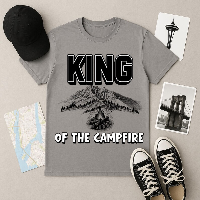 King of the Campfire PNG for Camping, Minimalist Typography Design ...