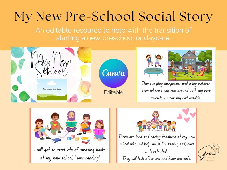 Editable Social Story for Starting Preschool or Daycare | for Toddlers ...